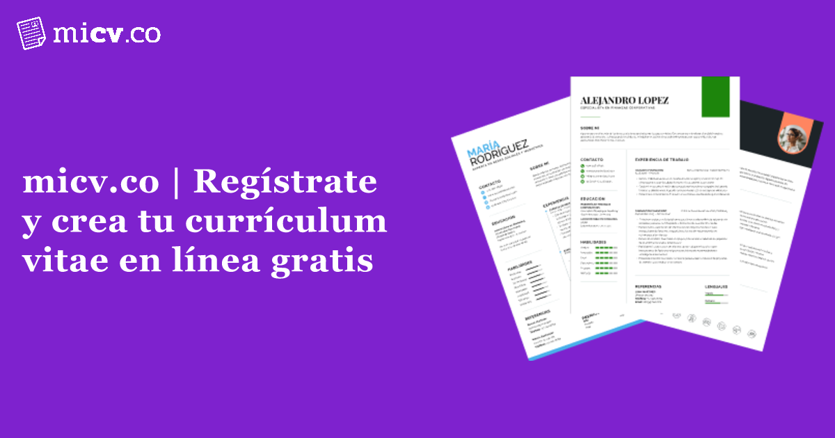 micv.co | Regístrate y crea tu currículum vitae en línea gratis